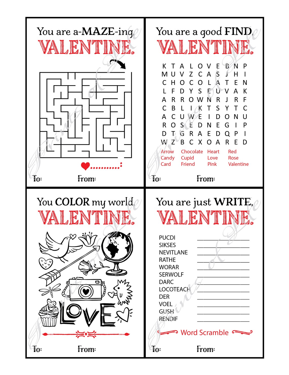 Kids Valentine Cards for School. Puzzles Valentines Day Card. DIY ...