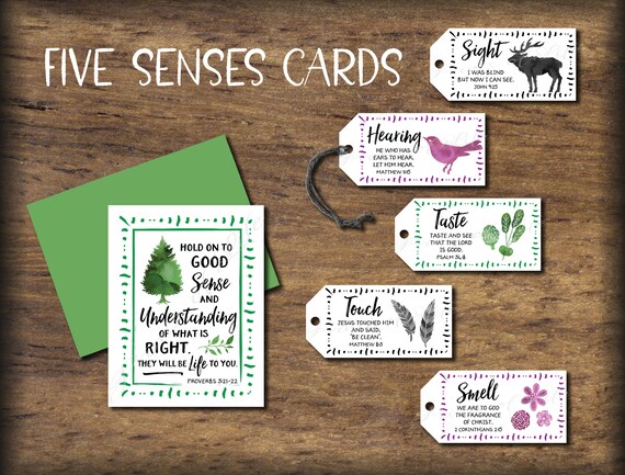 Five Senses Gift Tags & Card With Bible Verses. Instant - Etsy