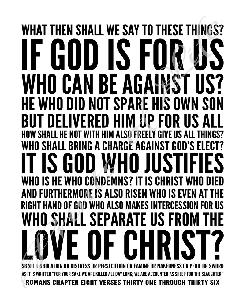 If God is for Us Who Can Be Against Us. Romans 8:31-36 - Etsy