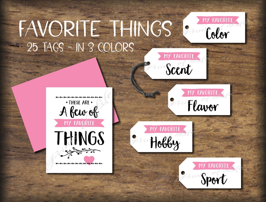 My Favorite Things Gift Tags & Card. Date Night Idea. Instant Download ...