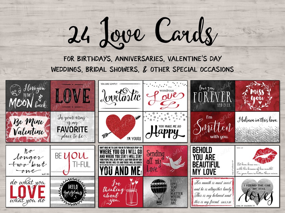 24 LOVE Cards. Valentine's Day Notes. Wedding. Anniversary. Military ...