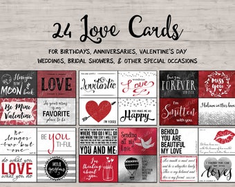 24 LOVE Notes. Cards. Valentine's Day. Wedding. Birthday. | Etsy