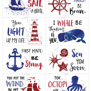Lunch Box Cards. Set 10. Nautical. Rustic. Vehicles. Instant - Etsy