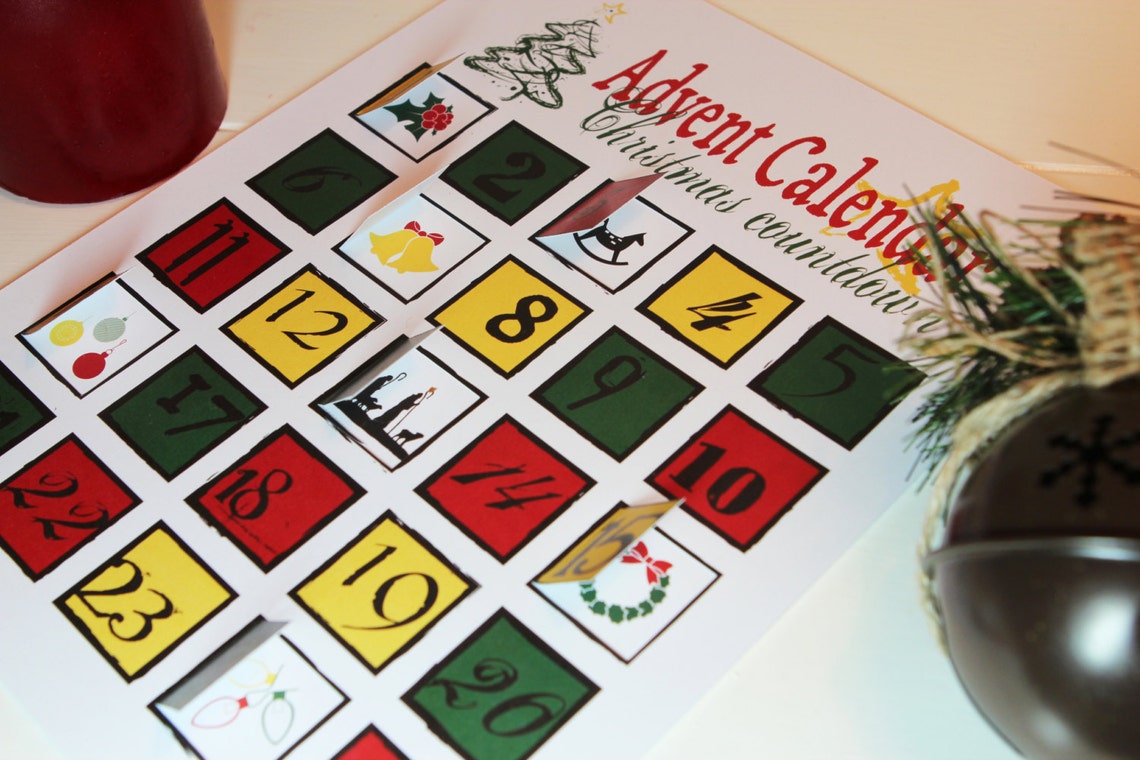 Advent Calendar Printable. Countdown to Christmas. Instant - Etsy