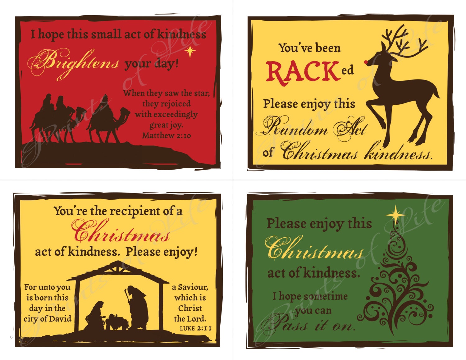 Christmas Act of Kindness Cards. Instant Download Printable. - Etsy