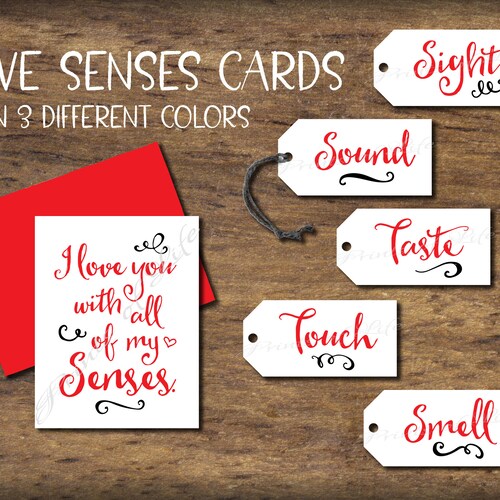 Valentine 5 Senses Gift Tags & Card. Five Senses. Instant - Etsy