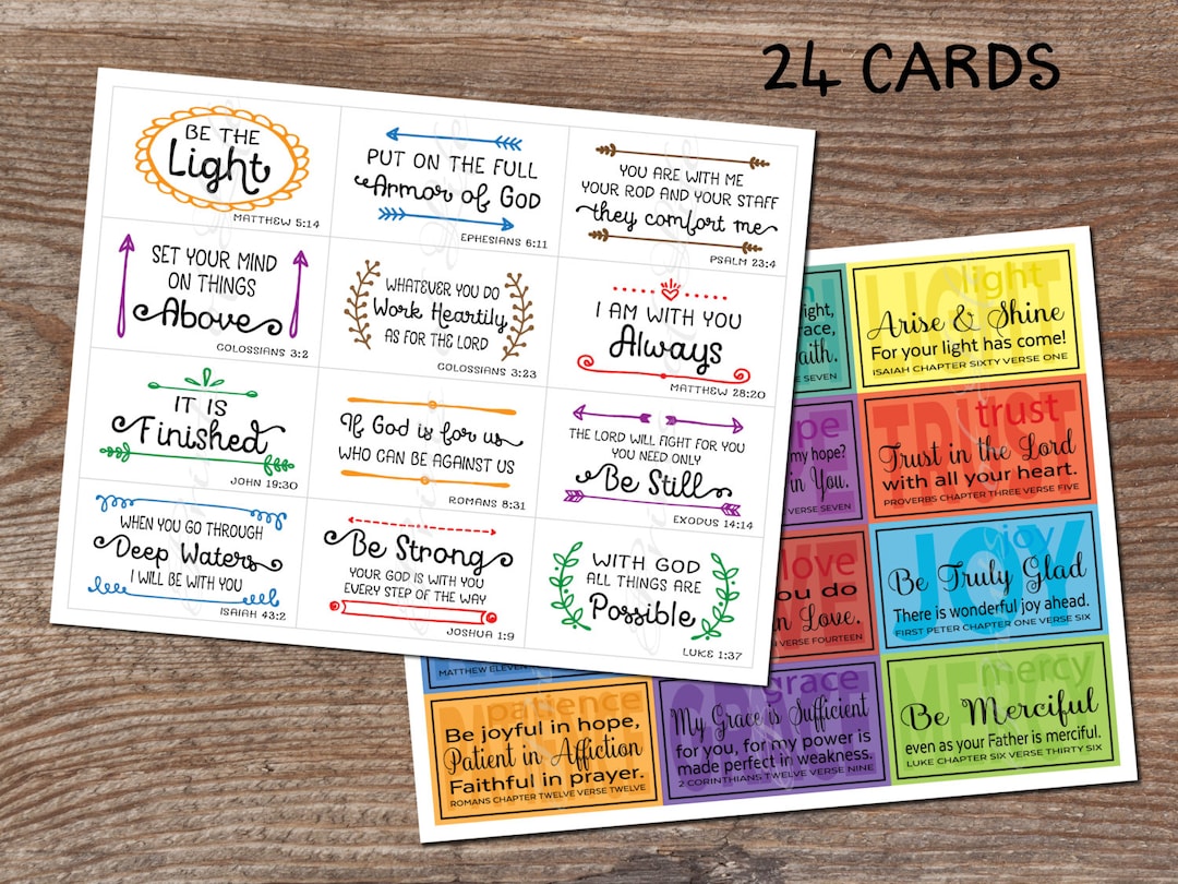 Bible Verse Notes. Lunchbox Cards. Instant Download Printable. Memory ...