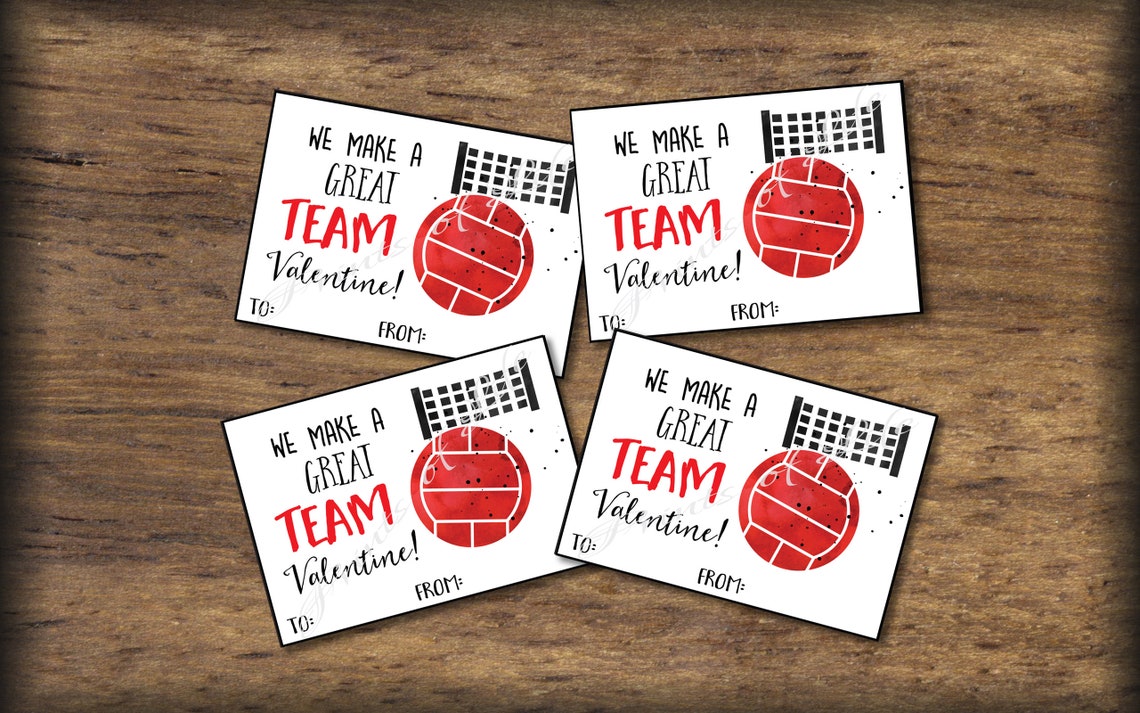 Red Volleyball. Kids Valentine Cards. Sports Valentines Day. - Etsy