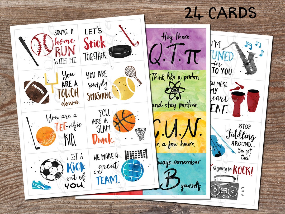 Lunch Notes. Set 13. Music, Sports, Geek Speak. Instant Download ...