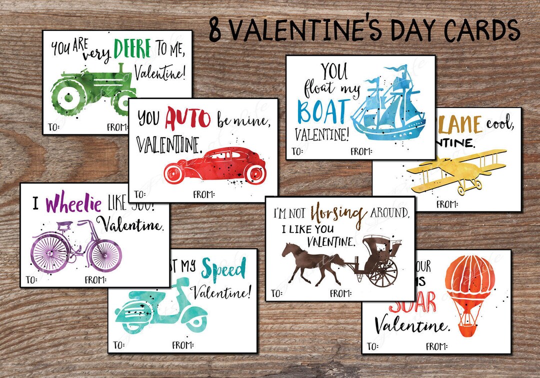 Kids Valentine's Day Cards. Boys Girls. Instant Download. Pdf Printable ...