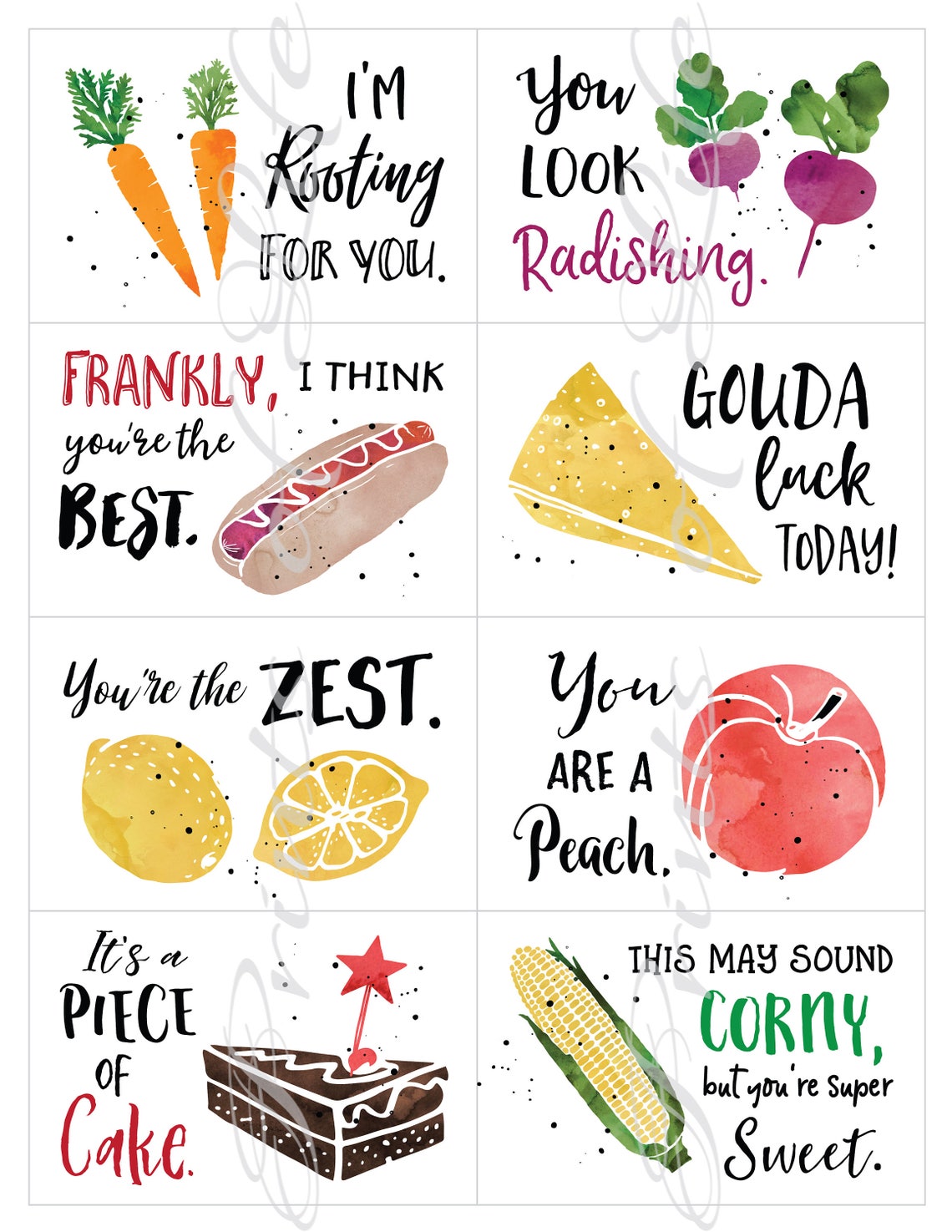 Lunch Notes. Set 14. Fun Food. Sweets. Instant Download | Etsy Canada