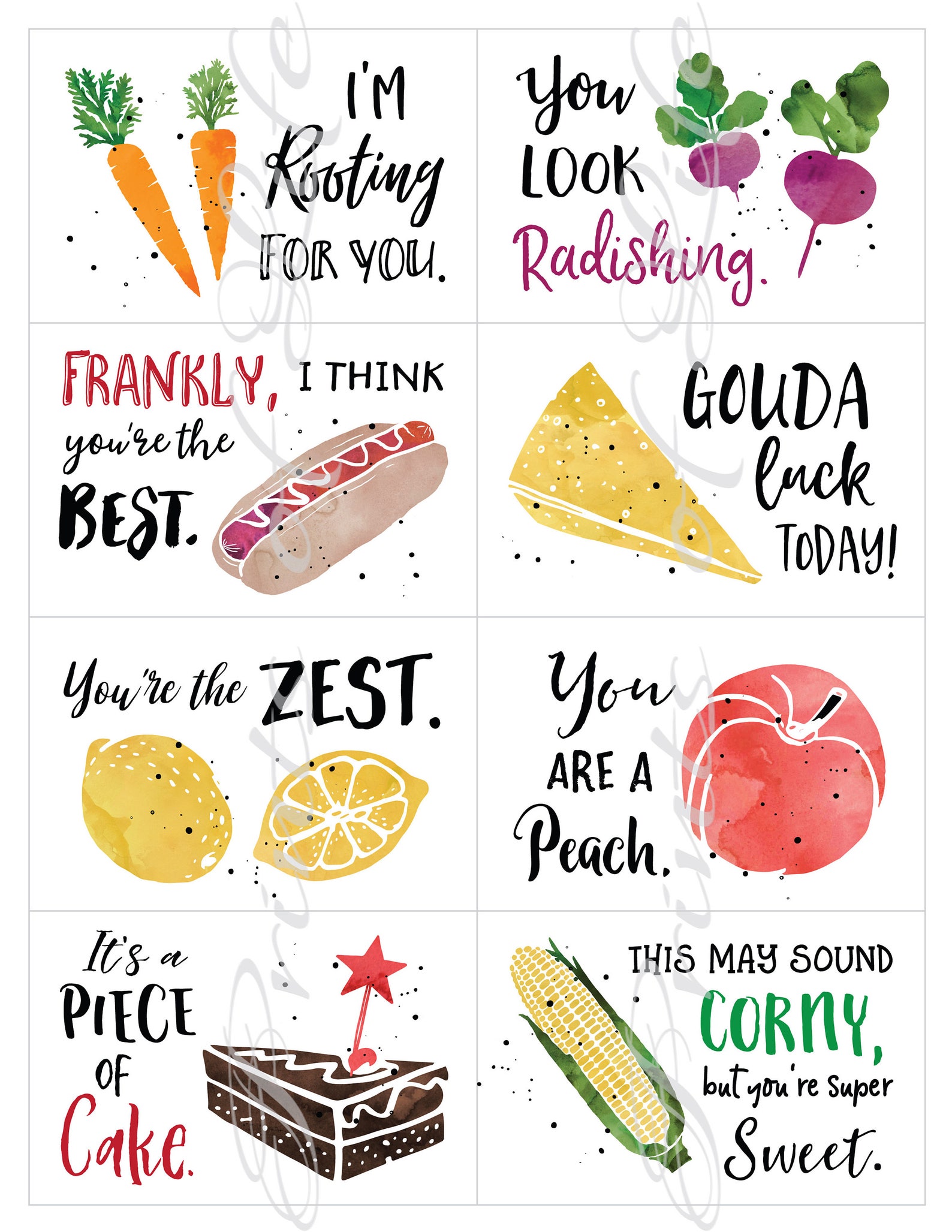 Lunch Notes. Set 14. Fun Food. Sweets. Instant Download | Etsy Canada