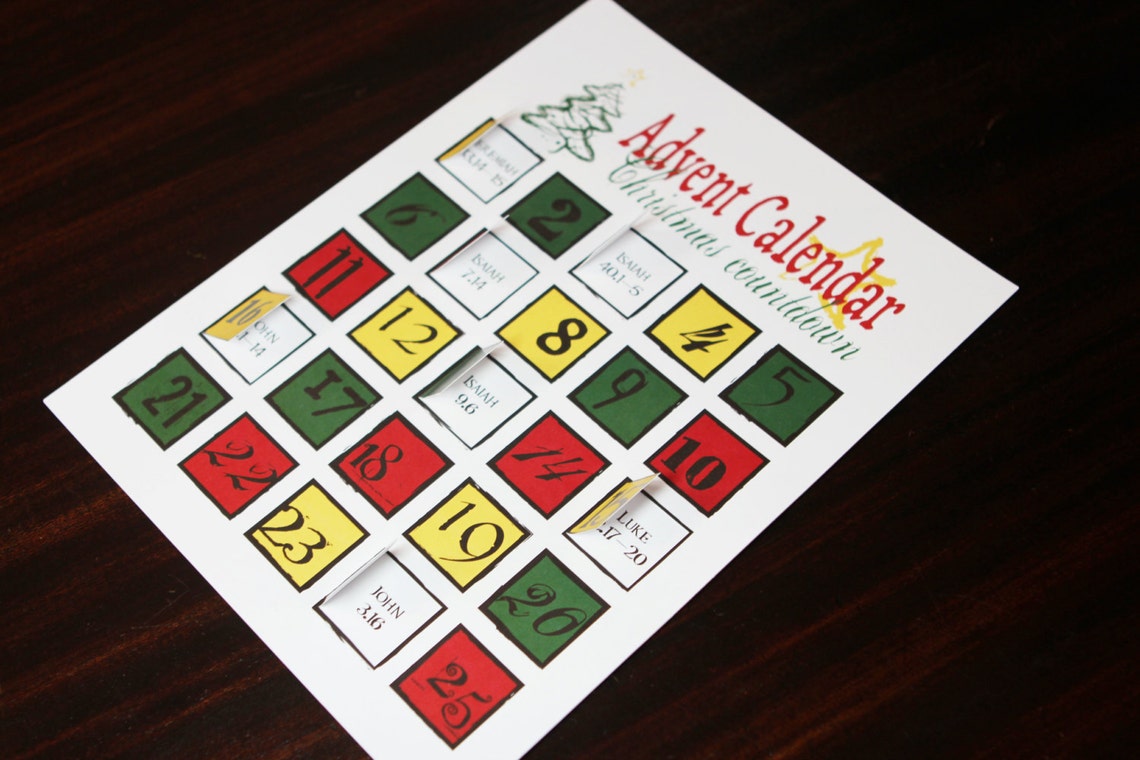 Advent Calendar Printable. Countdown to Christmas. Instant - Etsy