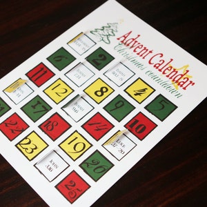 Advent Calendar Printable. Countdown to Christmas. Instant Download ...