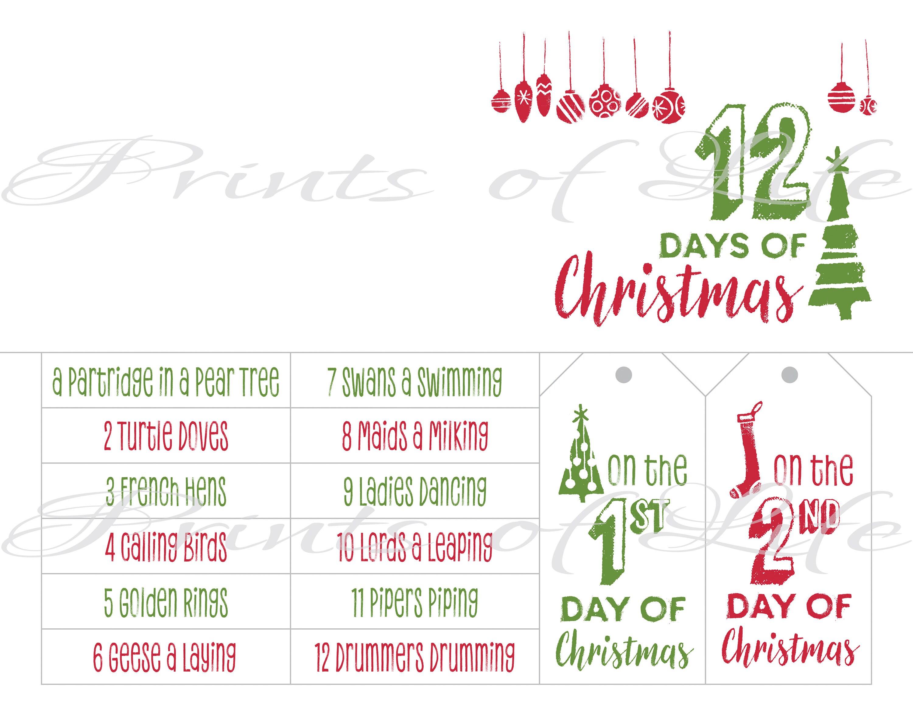 12 Days of Christmas Gift Tags & Card. Instant Download - Etsy Canada
