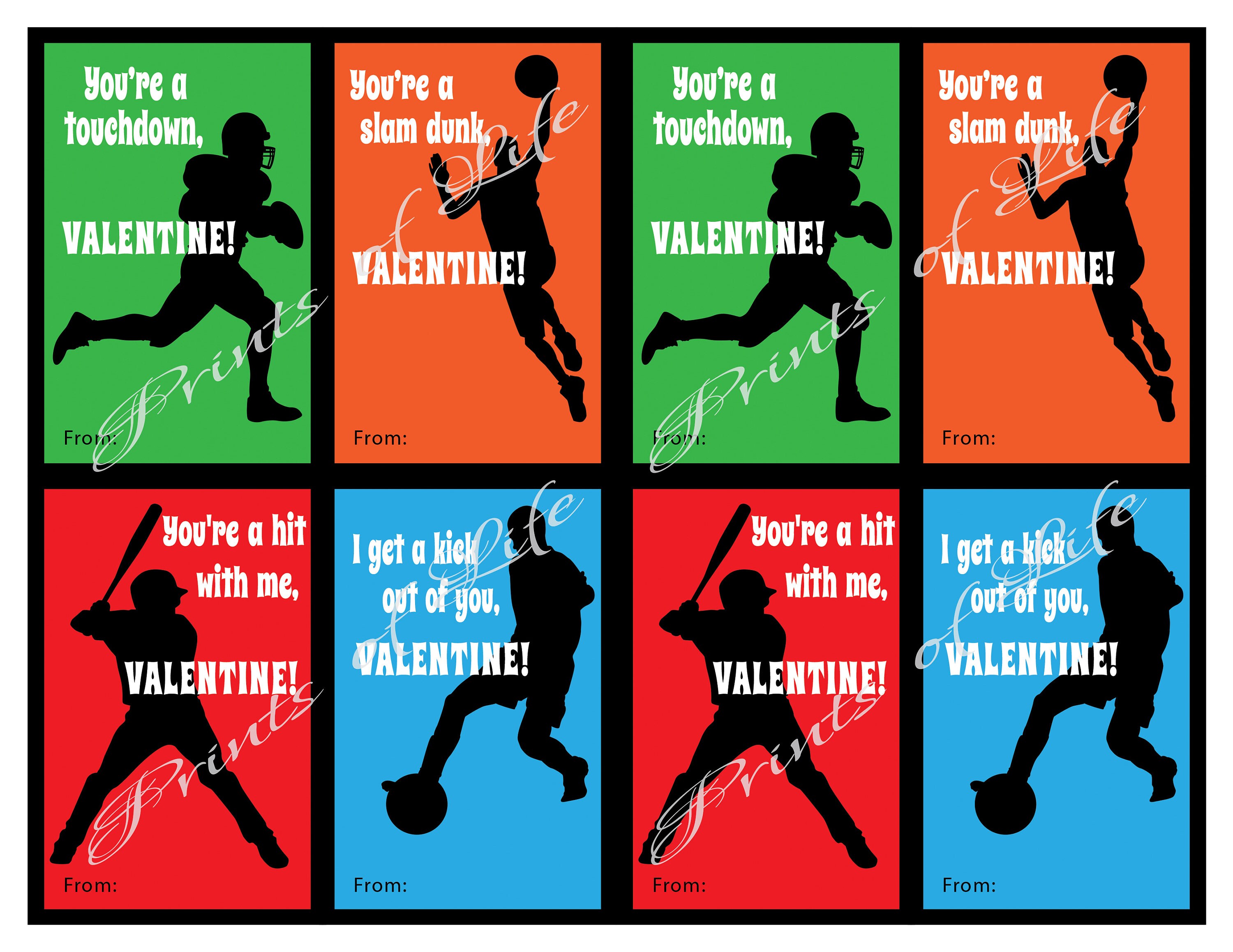 Kids Valentine Cards. Sports Valentine's Day Boys | Etsy