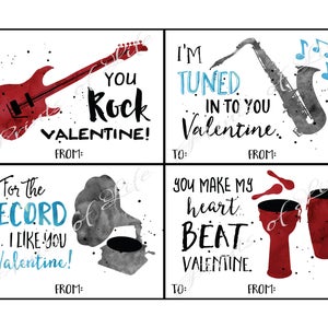 Kids Valentine Cards. Music Valentines Day - Boys, Girls. Instant ...