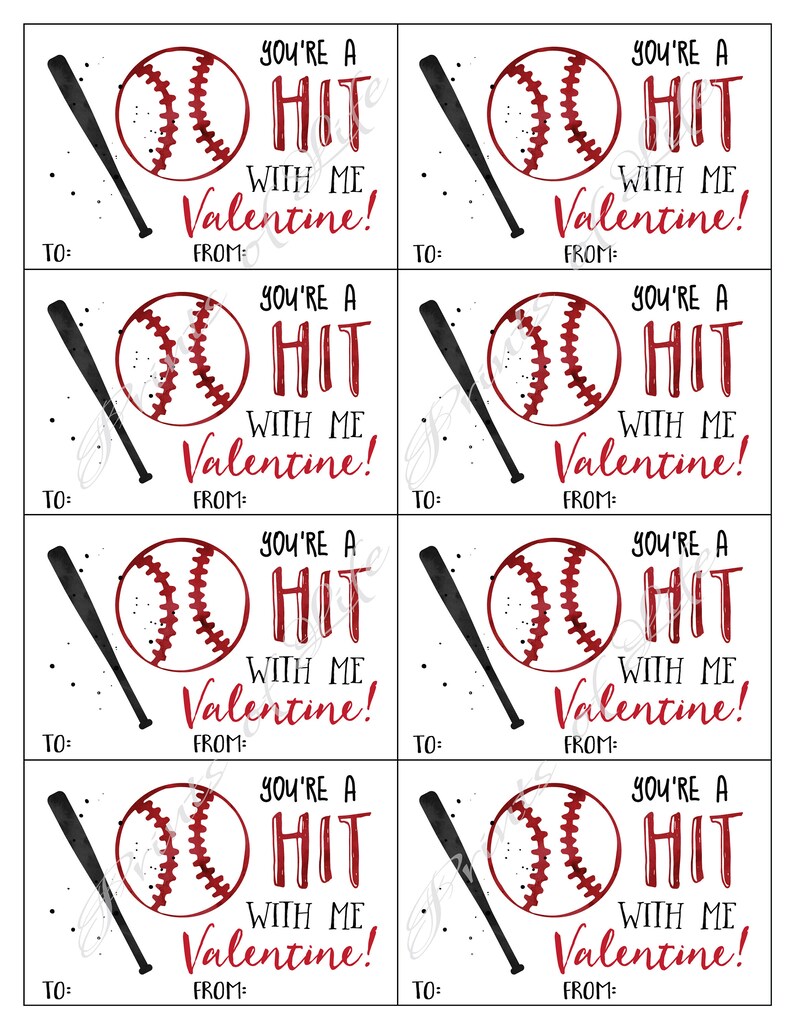 Baseball Kids Valentine Cards. Sports Valentines Day. Boys - Etsy