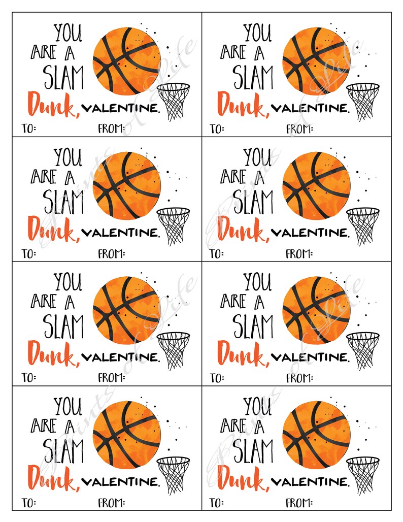 Basketball. Kids Valentine Cards. Sports Valentines Day. Boys | Etsy
