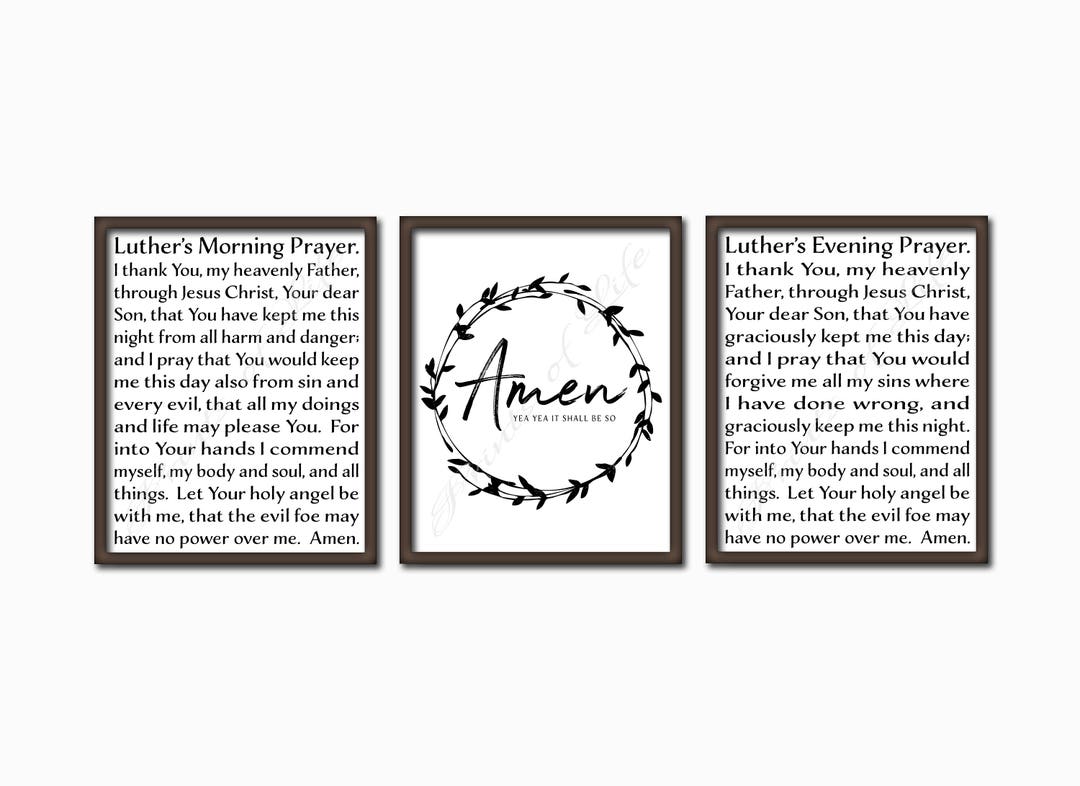 Luther's Morning Prayer. Evening Prayer. Amen. Christian Art Printable ...