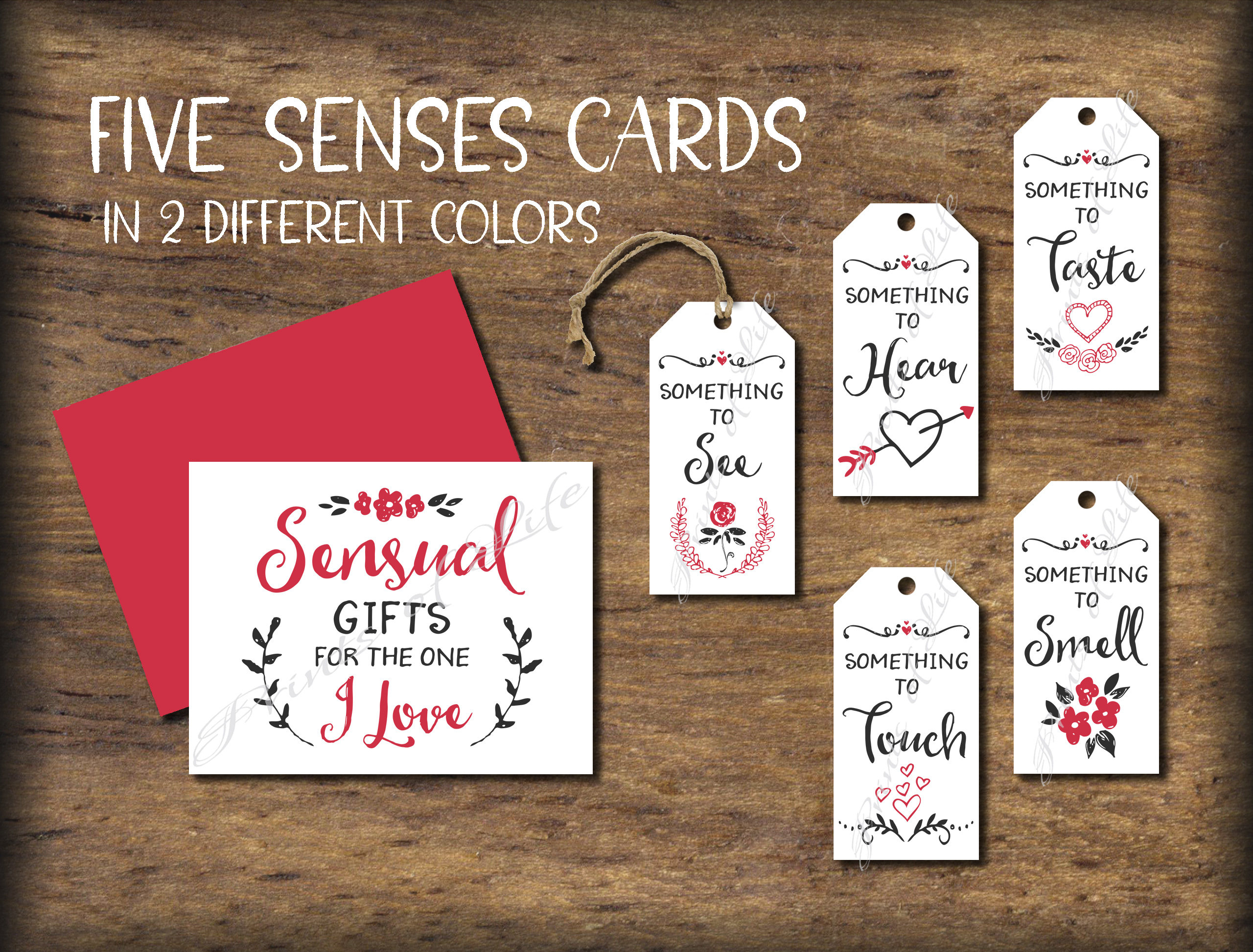 Five Senses Gift Tags Card 5 Senses Instant Download Printable DIY