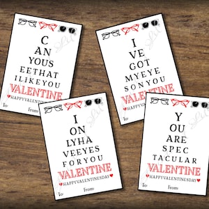 Kids Valentine Cards for School. Eye Chart Valentines Day Card. DIY ...