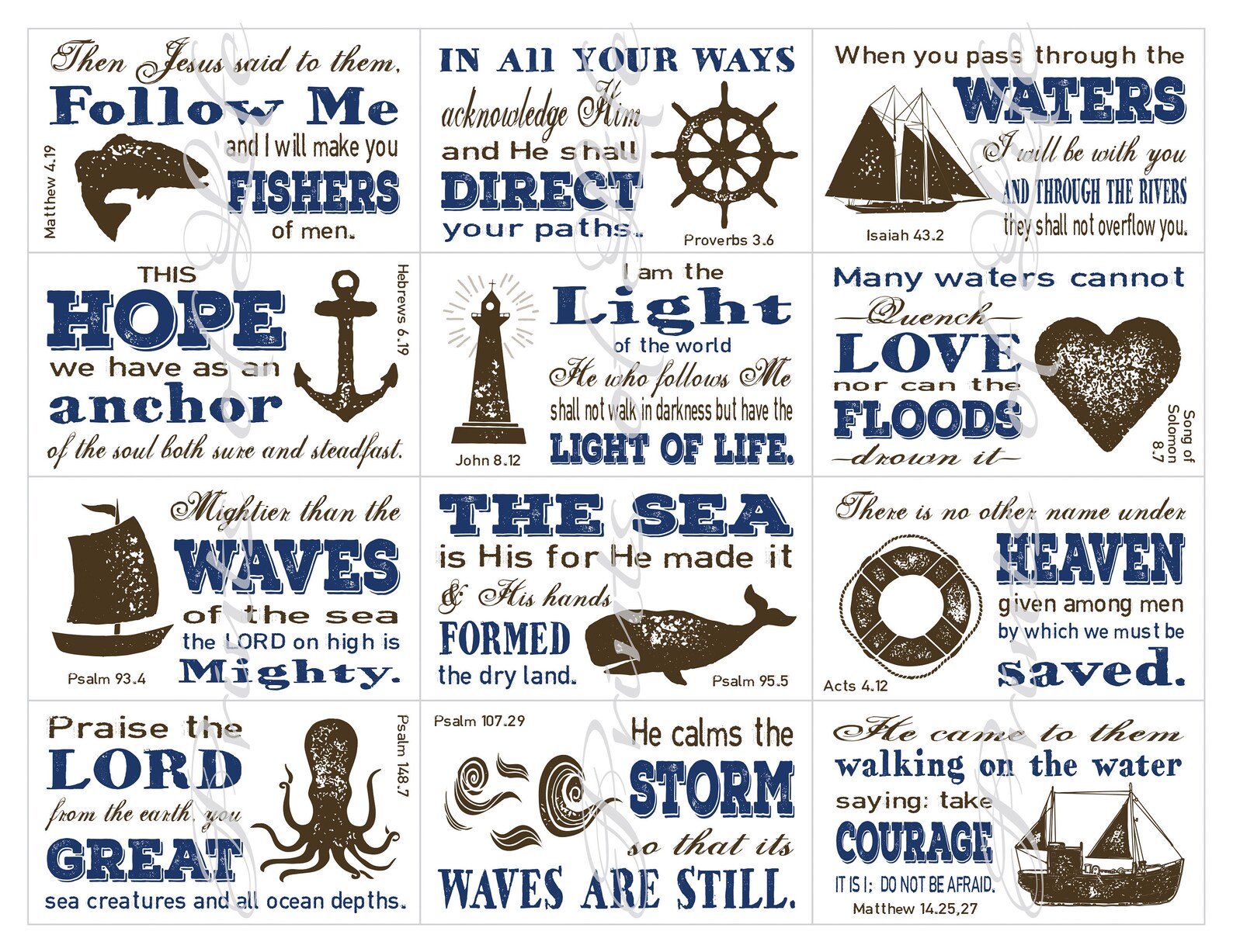 Nautical Notes. Lunch Box Cards. Instant Download Printable. | Etsy