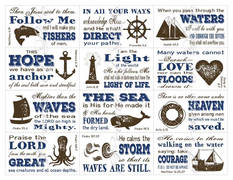 Nautical Notes. Lunch Box Cards. Instant Download Printable. | Etsy