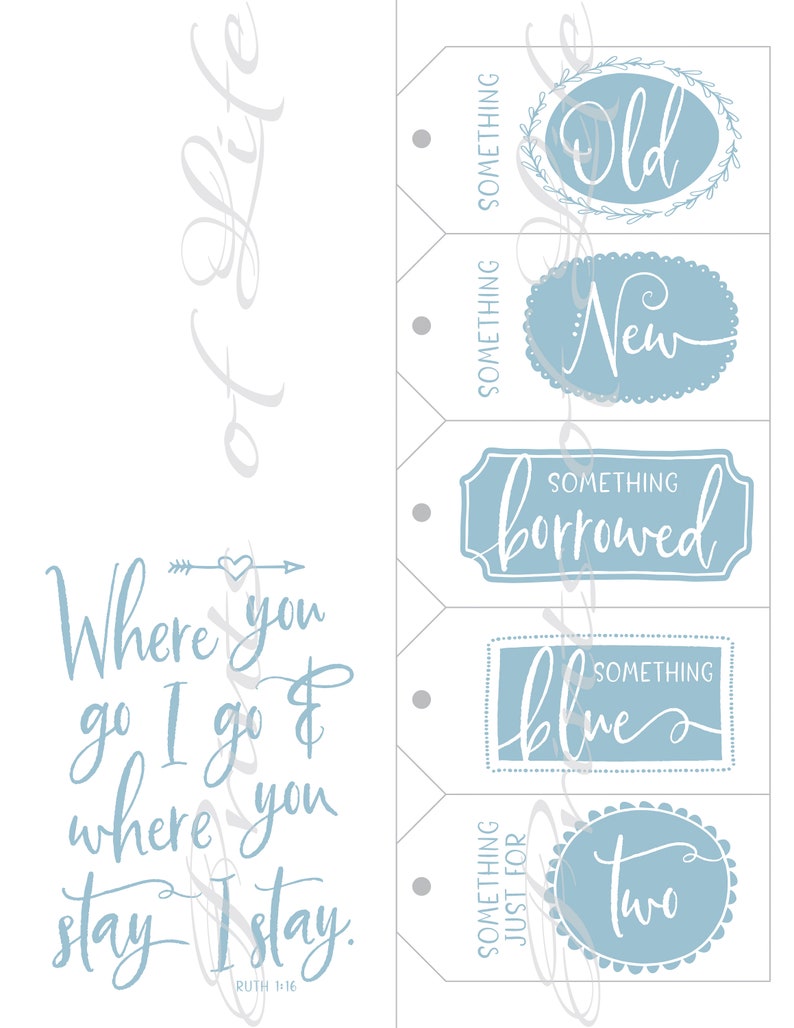 Something Old New Borrowed Blue. Five Gift Tags & Card. - Etsy