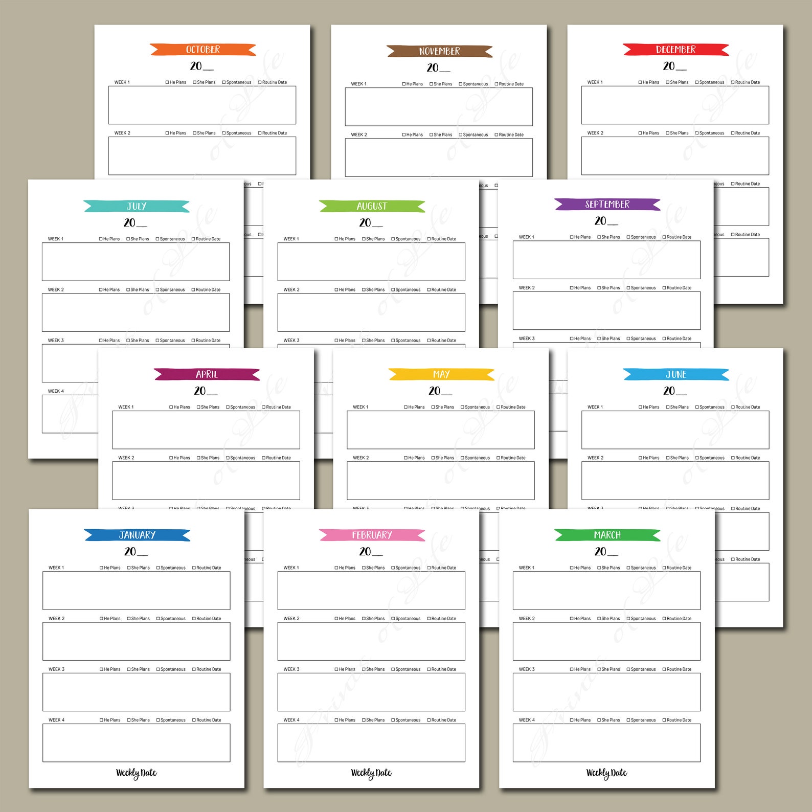 Date Night Planning Kit. Instant Download Printable. Calendar - Etsy