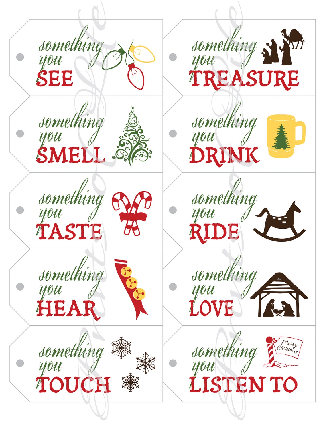 5 Gift Rule Tags & Christmas Card. Instant Download Printable. Five ...
