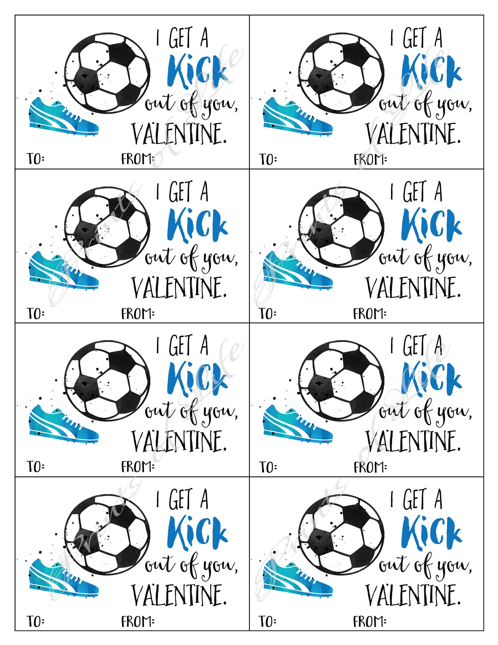 Soccer Kids Valentine cards. Sports Valentines Day. Boys | Etsy
