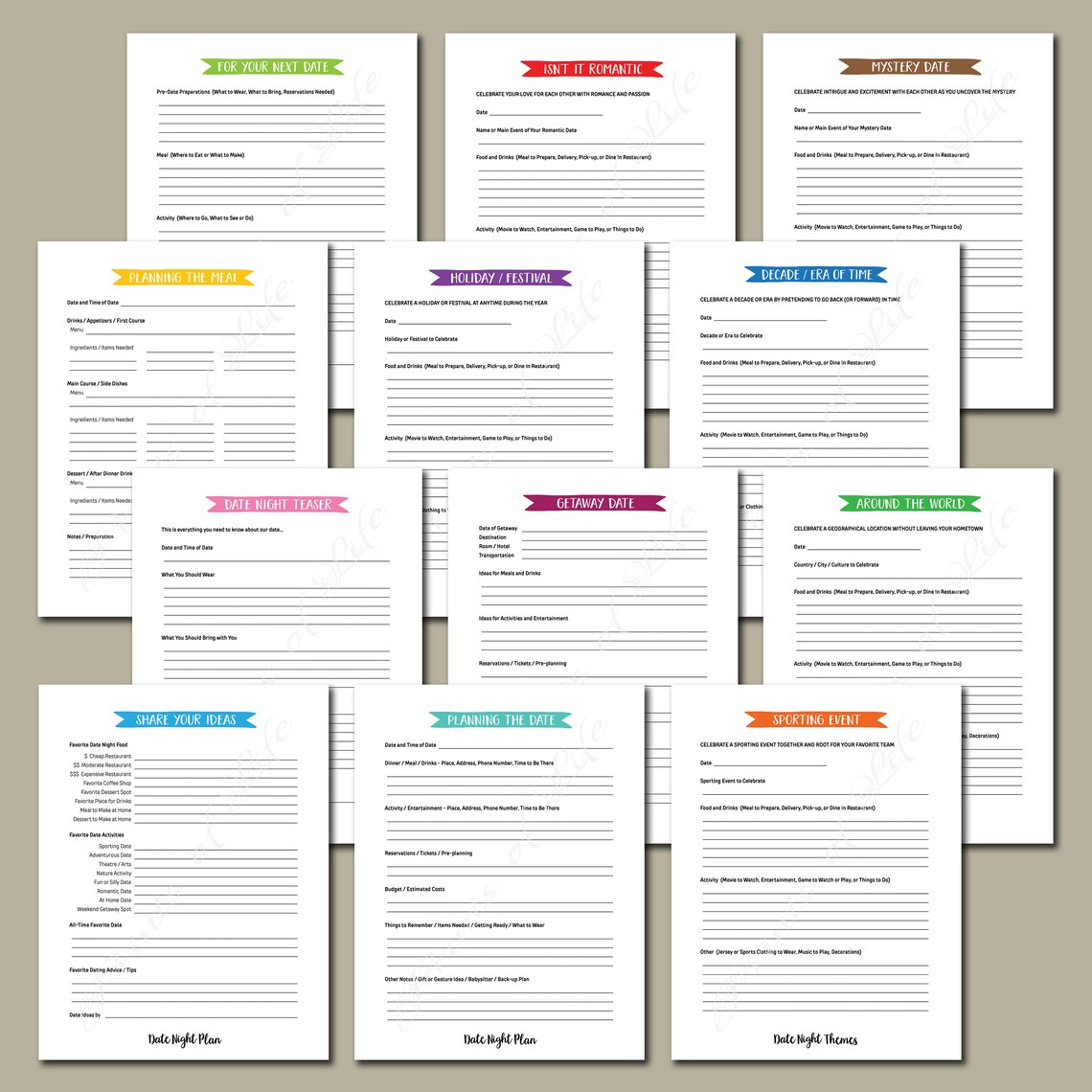 Date Night Planning Kit. Instant Download Printable. Calendar | Etsy