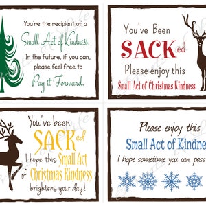 Christmas Random Act of Kindness Cards. Instant Download Printable. DIY ...