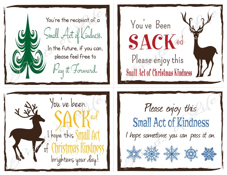 Christmas Random Act of Kindness Cards. Instant Download | Etsy UK