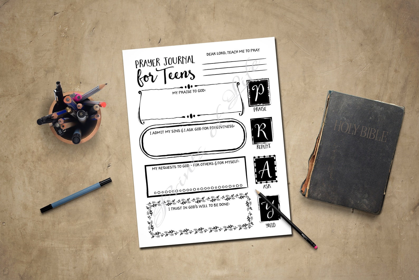 Prayer Journal for Teens. Instant Download Printable. PRAY. Boys, Girls ...