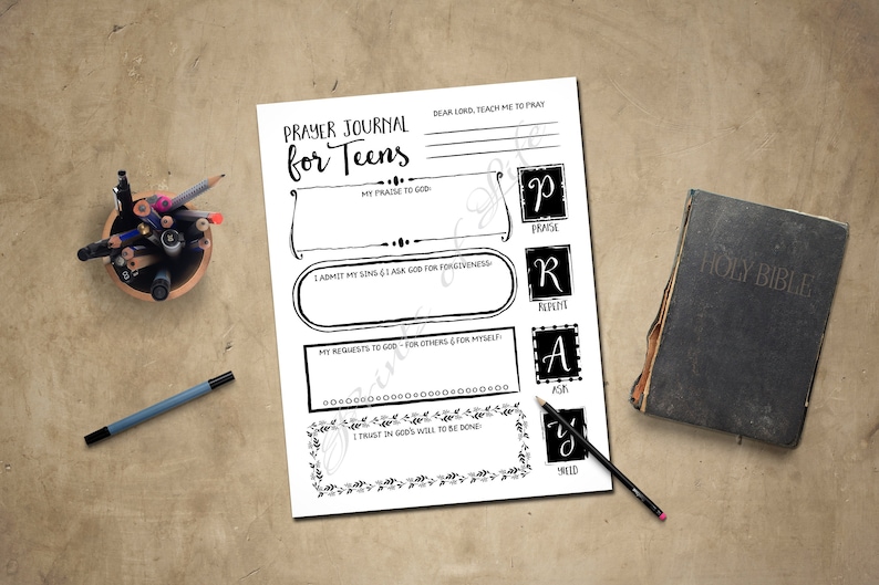 Prayer Journal for Teens. Instant Download Printable. PRAY. Boys, Girls, Kids, Youth, Children ...