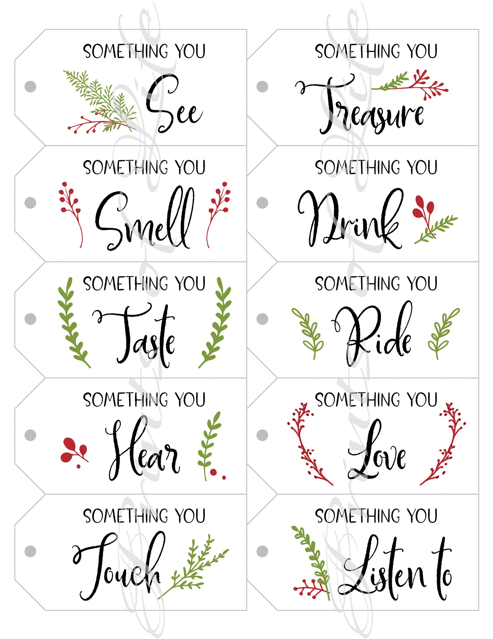 5 Gift Rule Tags & Christmas Card. Traditional. Instant - Etsy