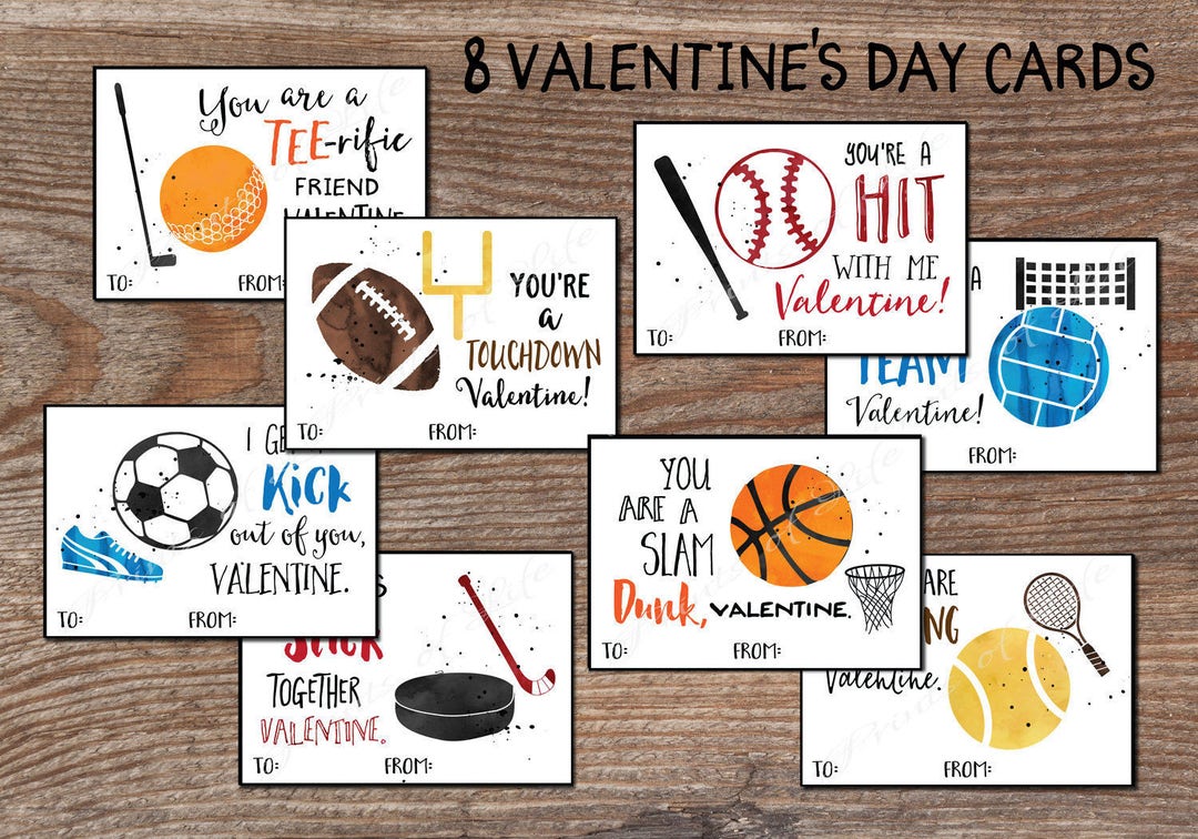 Kids Valentine Cards. Sports Valentines Day. Boys Girls. Instant ...