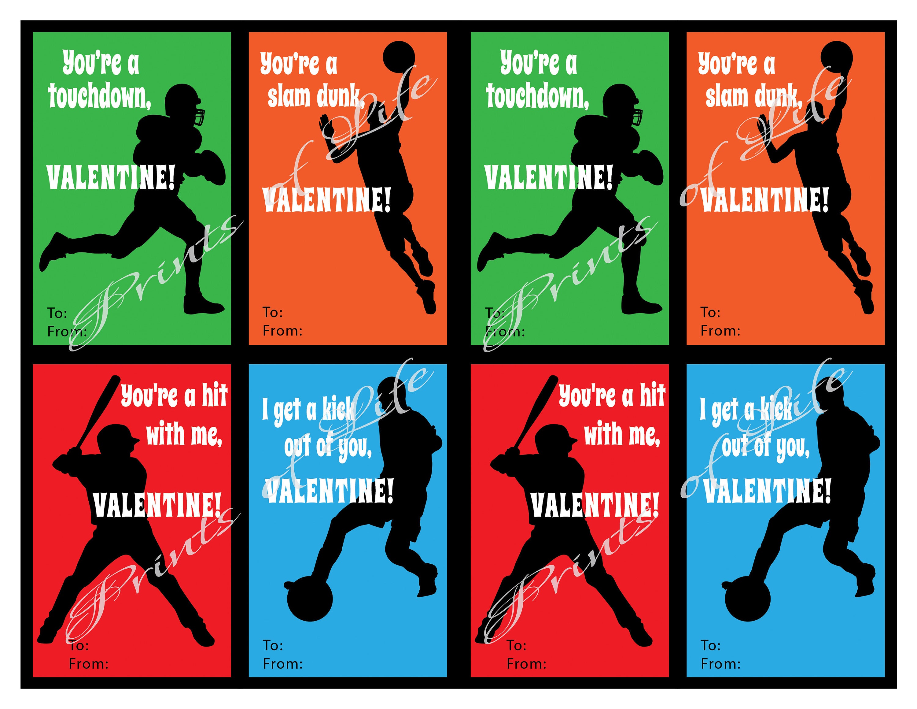 Kids Valentine Cards. Sports Valentine's Day Boys | Etsy