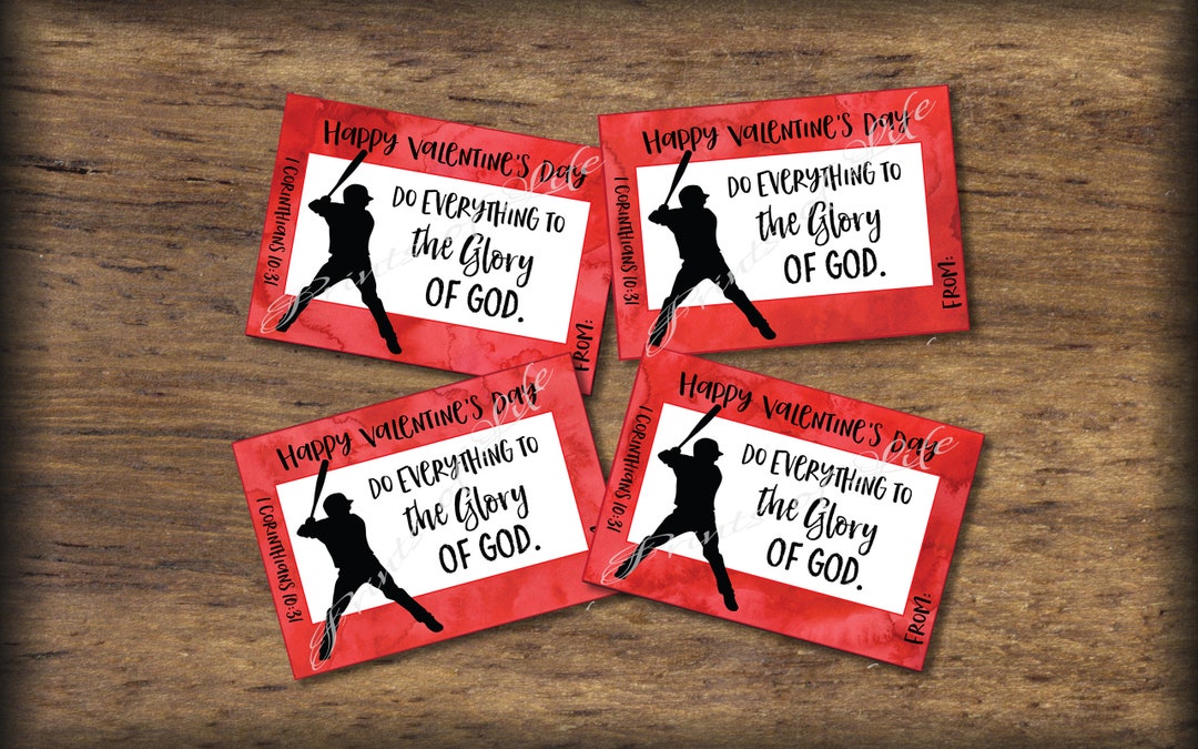 Baseball Kids Valentine Cards With Bible Verses. Sports Valentines Day ...
