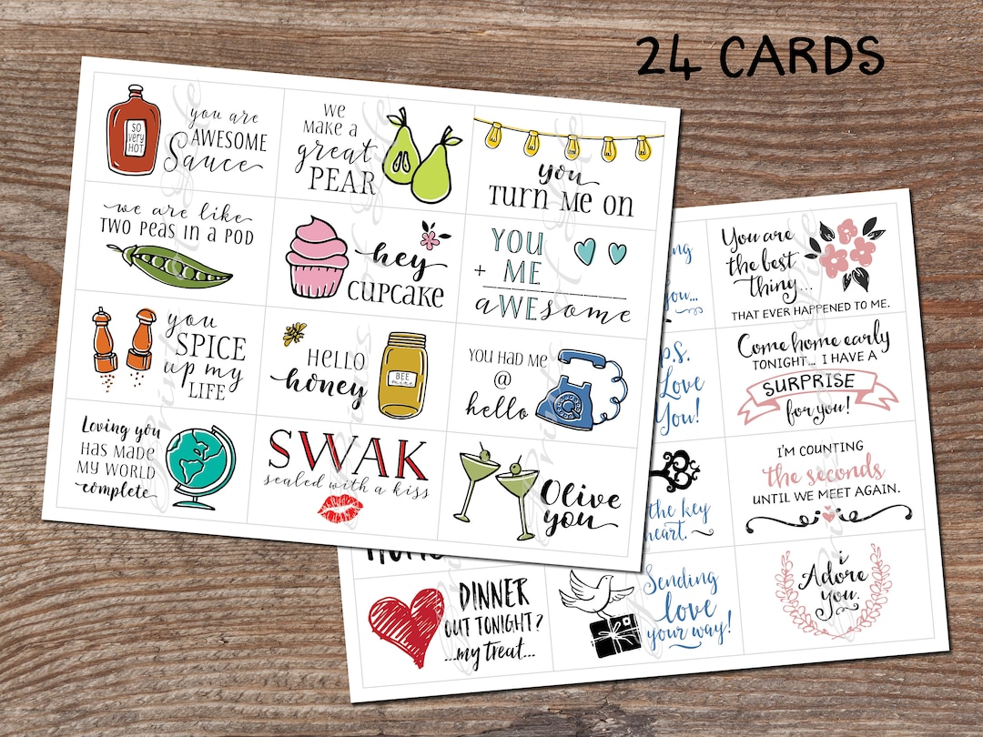 Love Notes for Spouse. Lunchbox Cards. Instant Download Printable PDF ...