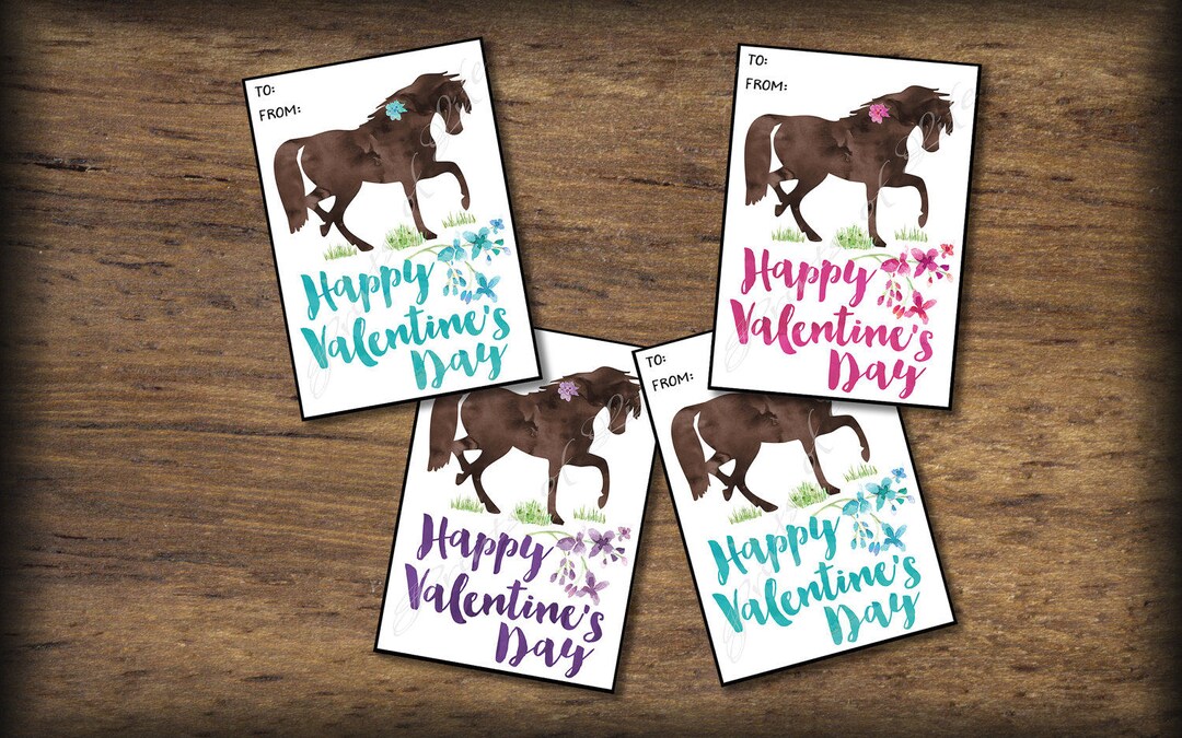 Kids Valentine Cards. Horse Valentine. Instant Download. Printable ...