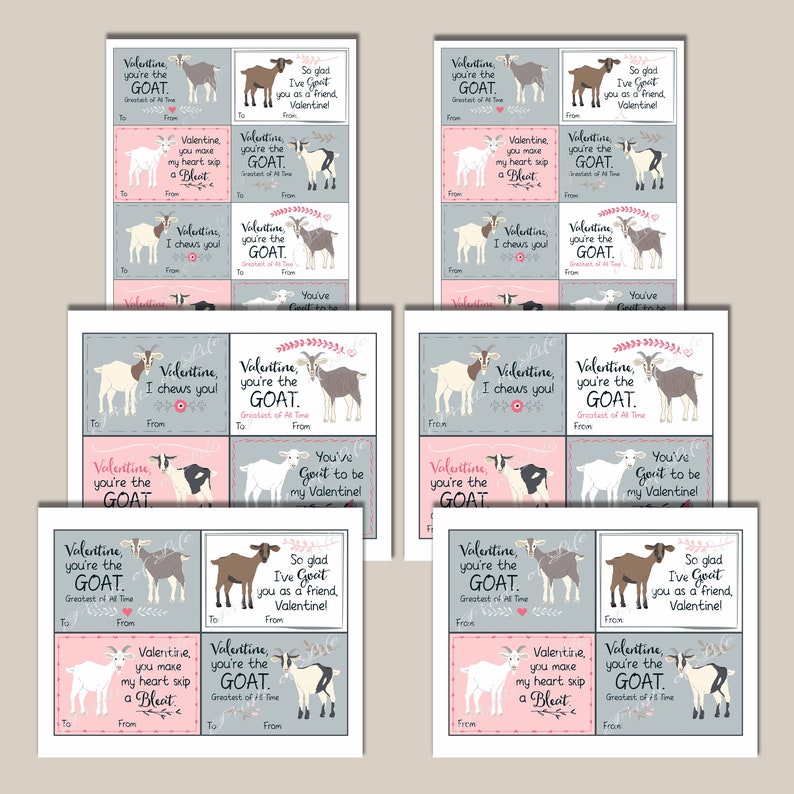 Farm Animal Valentines: Kids Printable Cards (digital Download) - Etsy