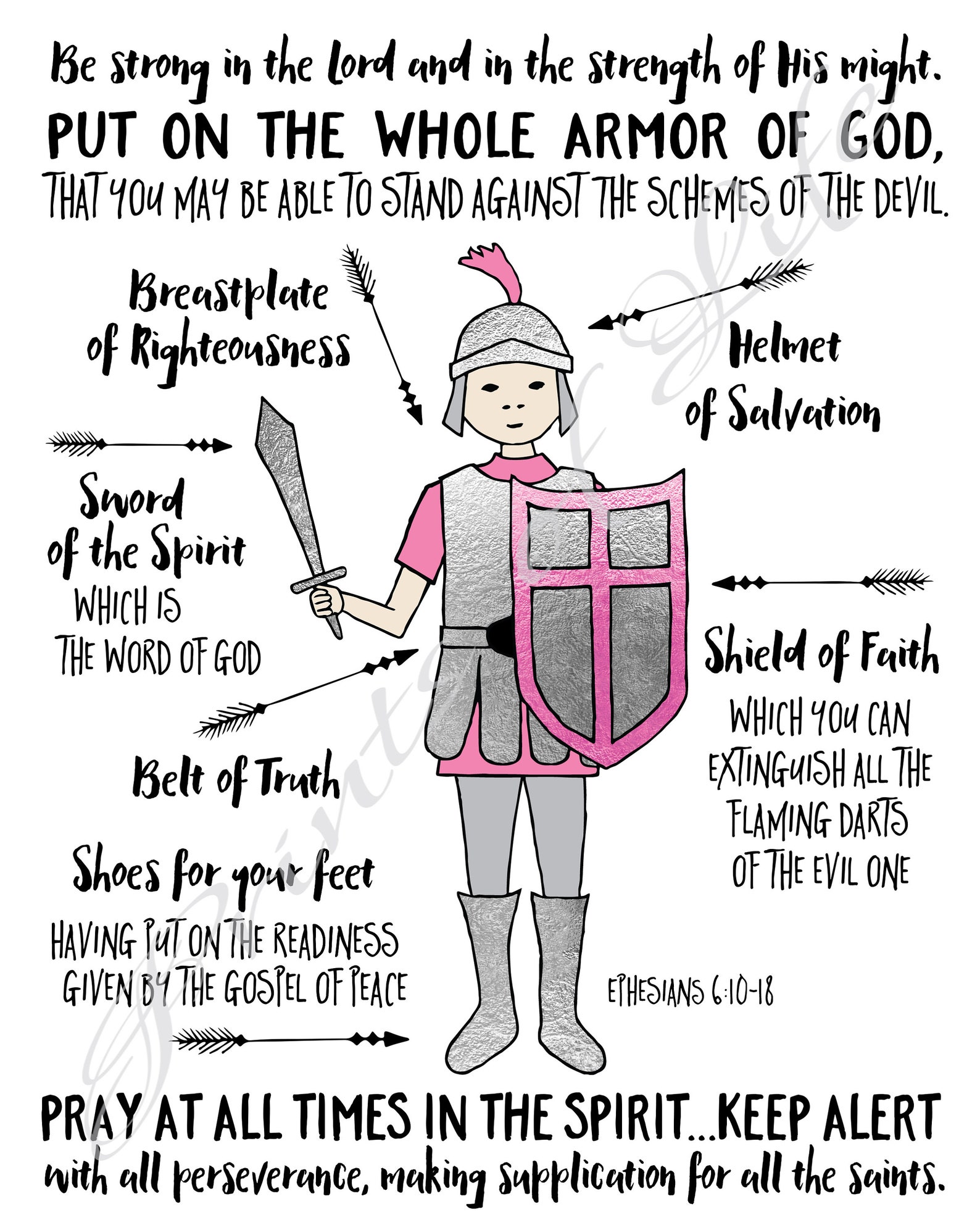 Christian Print. Armor of God. Ephesians 6:10-18. Instant Download ...