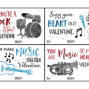 Kids Valentine Cards. Music Valentines Day - Boys, Girls. Instant ...