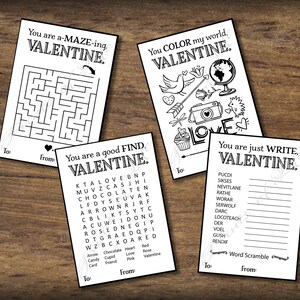 Kids Valentine Cards for School. B&W Puzzles Valentines Day Card ...