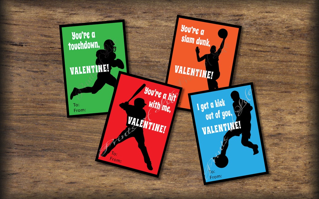 Kids Valentine Cards. Sports Valentine's Day Boys, Teens. Instant ...