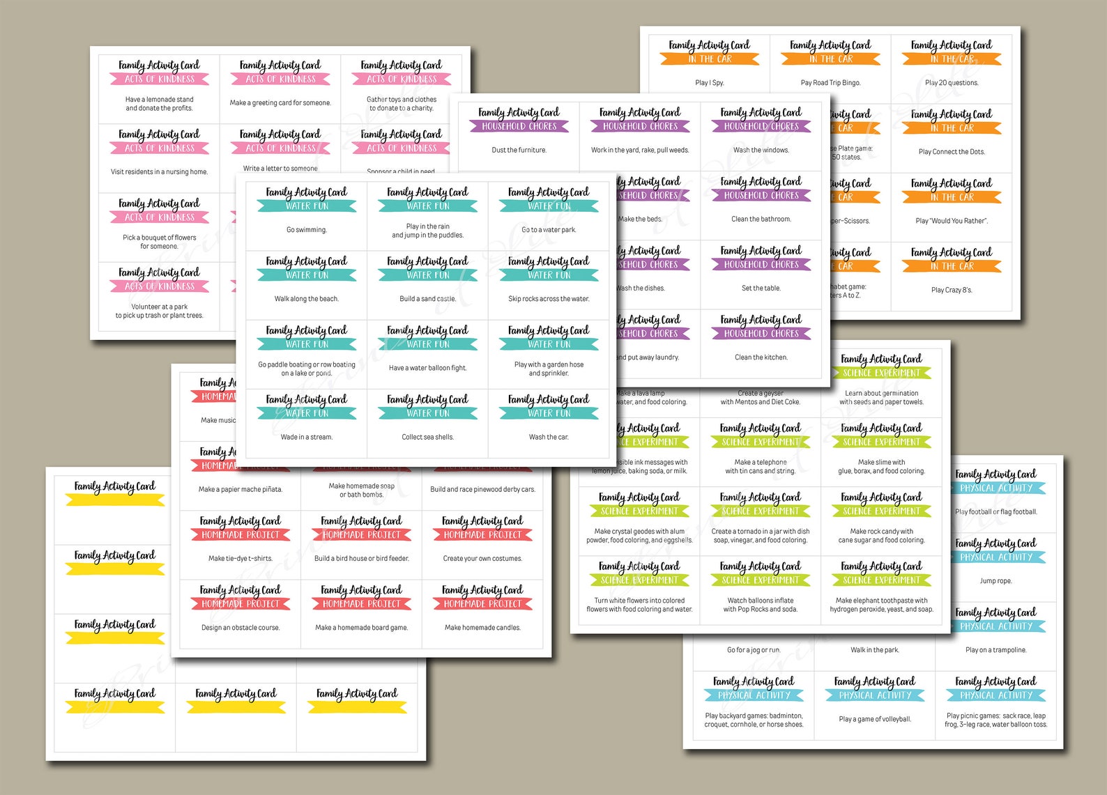 276 Family Activity Idea Cards. Instant Download Printable. | Etsy