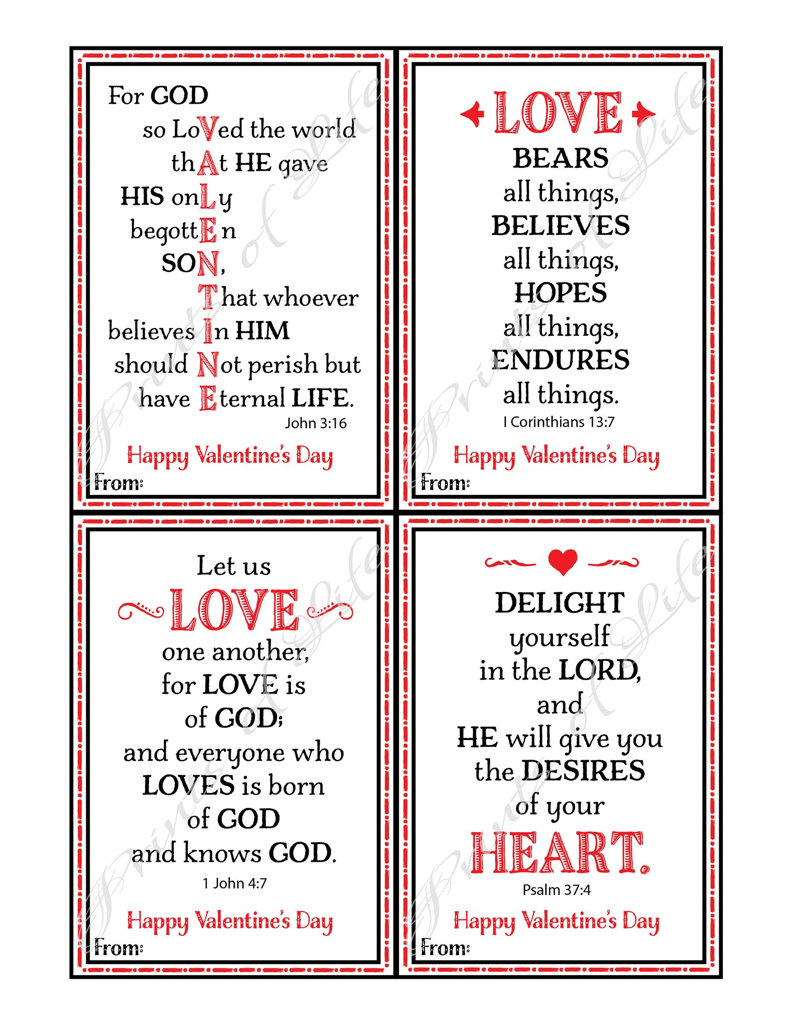 Kids Valentine Cards With Bible Verses. Valentines Day Card - Etsy